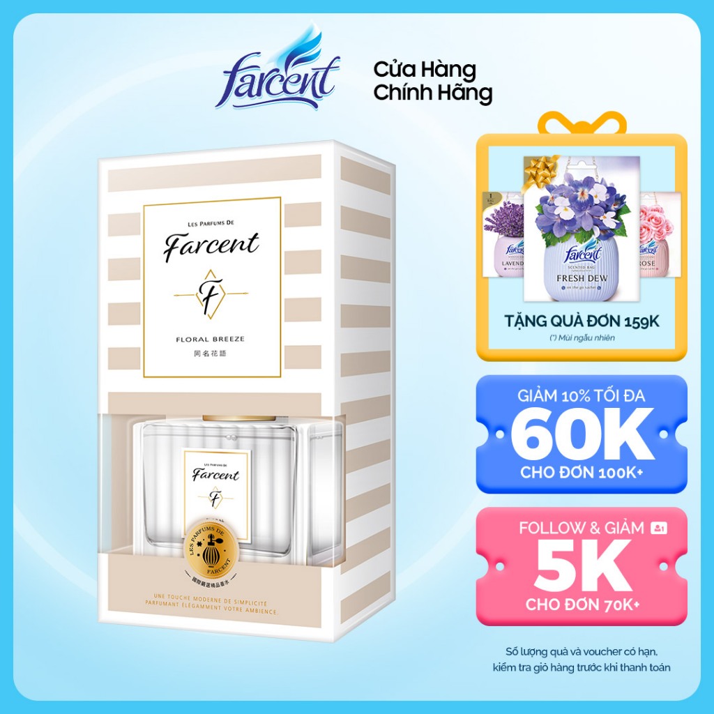 Bộ tinh dầu nước hoa khuếch tán hương Hoa cỏ xanh cao cấp thơm phòng khách, phòng ngủ Farcent ...