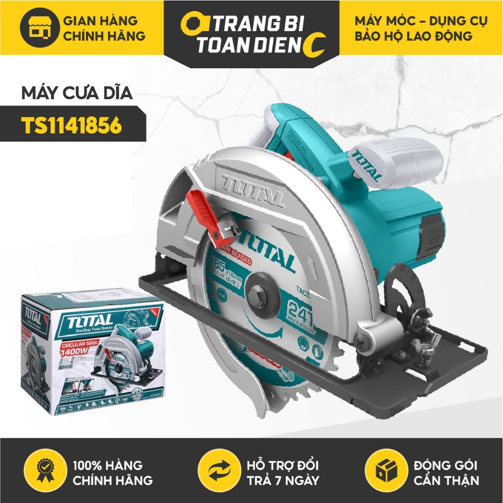 Máy cưa đĩa Total TS1141856 máy cắt gỗ công suất 1400w, đường kính cắt ...