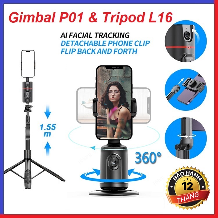 Gymbal Tự Động Nhận Diện Theo Khuôn Mặt, Gimbal P01 AI Quay 360, Livestream, Selfie, Review, Gậy ...
