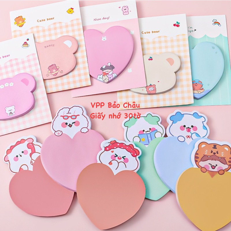 Giấy nhớ note hình trái tim/hình gấu xinh xắn | Shopee Việt Nam