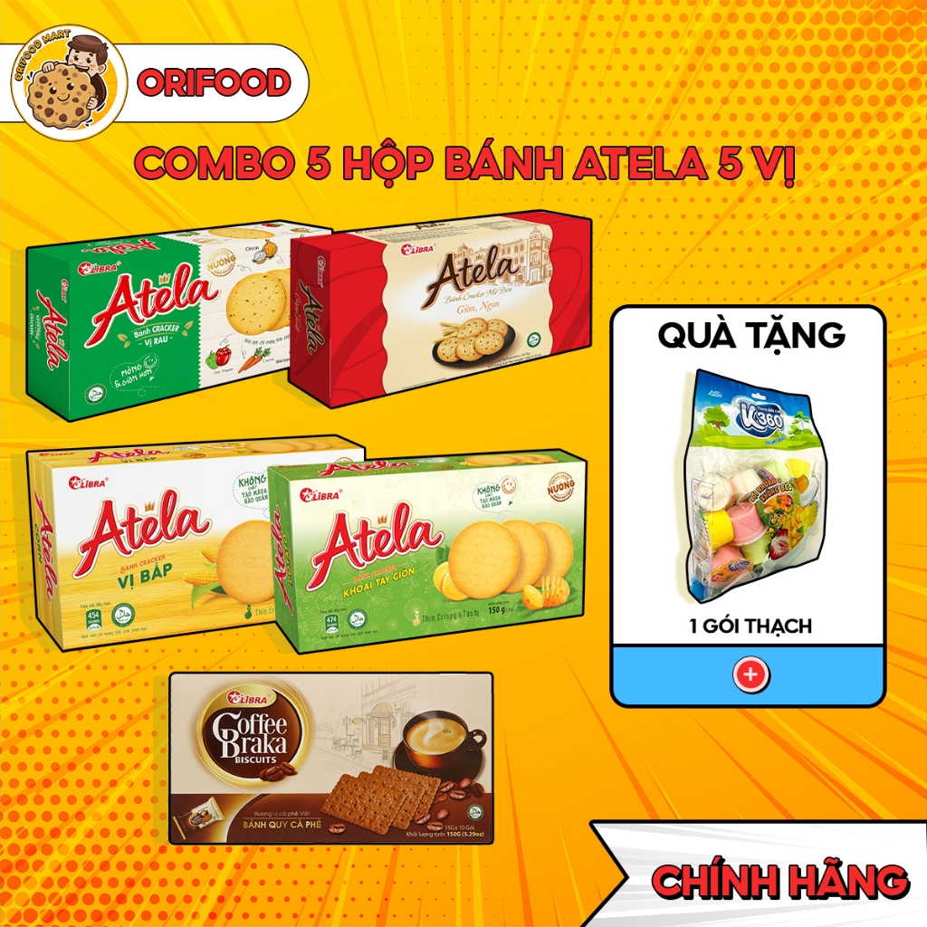[TIẾT KIỆM 5%] Combo 5 Hộp Bánh Atela 5 vị Rau + Ngô + Khoai Tây ...