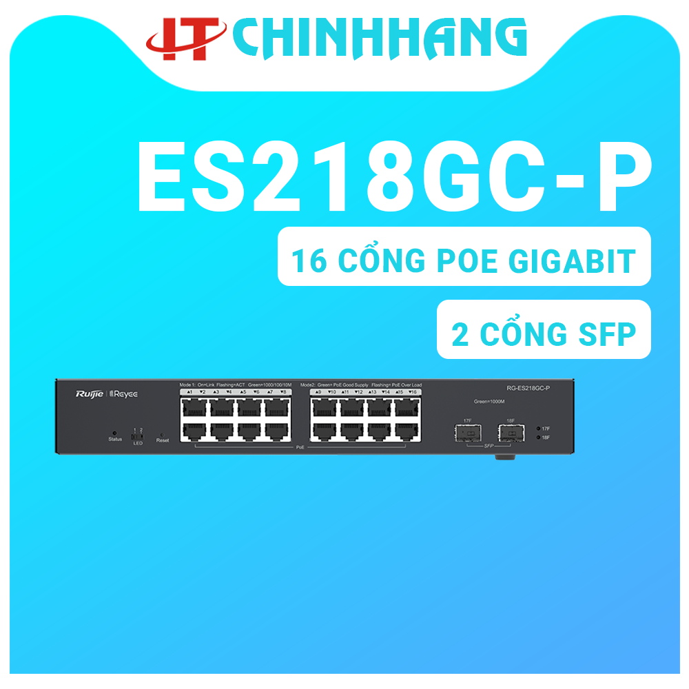 Bộ Chia Switch RUIJIE RG-ES218GC-P 16 Cổng 10/100/1000 Base-T PoE ...
