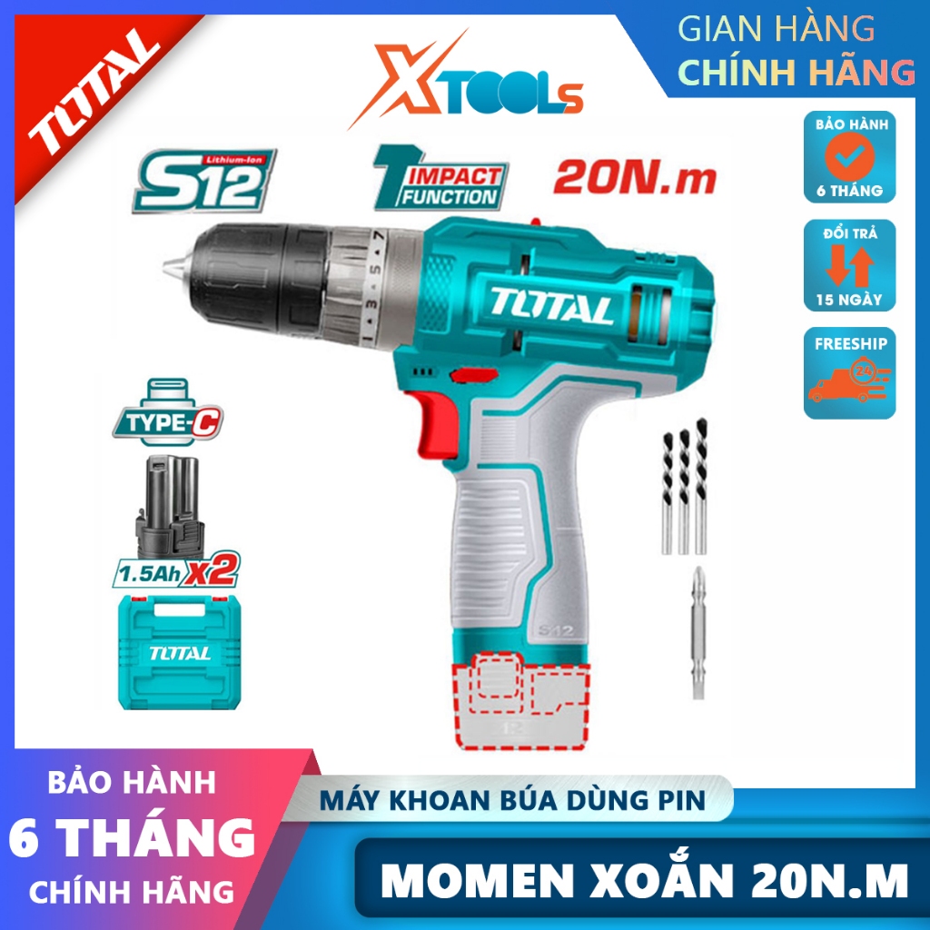 Máy khoan búa dùng pin 12V TOTAL TIDLI12202 máy khoan siết vít nhông 2 ...