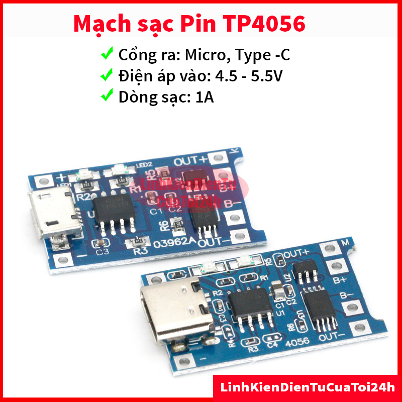 Mạch Sạc Pin TP4056 Cổng Mico, TYPE-C USB Có bảo vệ | Shopee Việt Nam