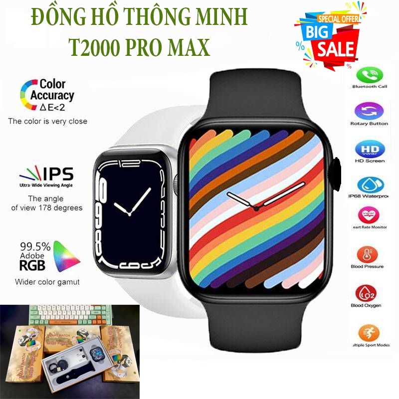 Đồng Hồ Thông Minh Thế Hệ Mới T2000 Pro Max Cảm Biến Vân Tay Hỗ Trợ ...