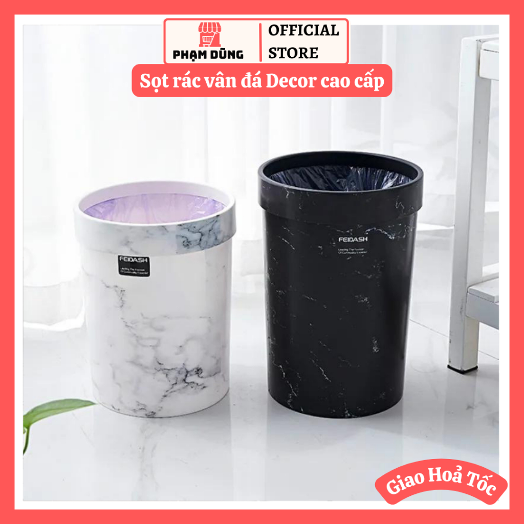 Sọt rác vân đá Decor cao cấp , thùng rác nhựa cho văn phòng khách sạn ...