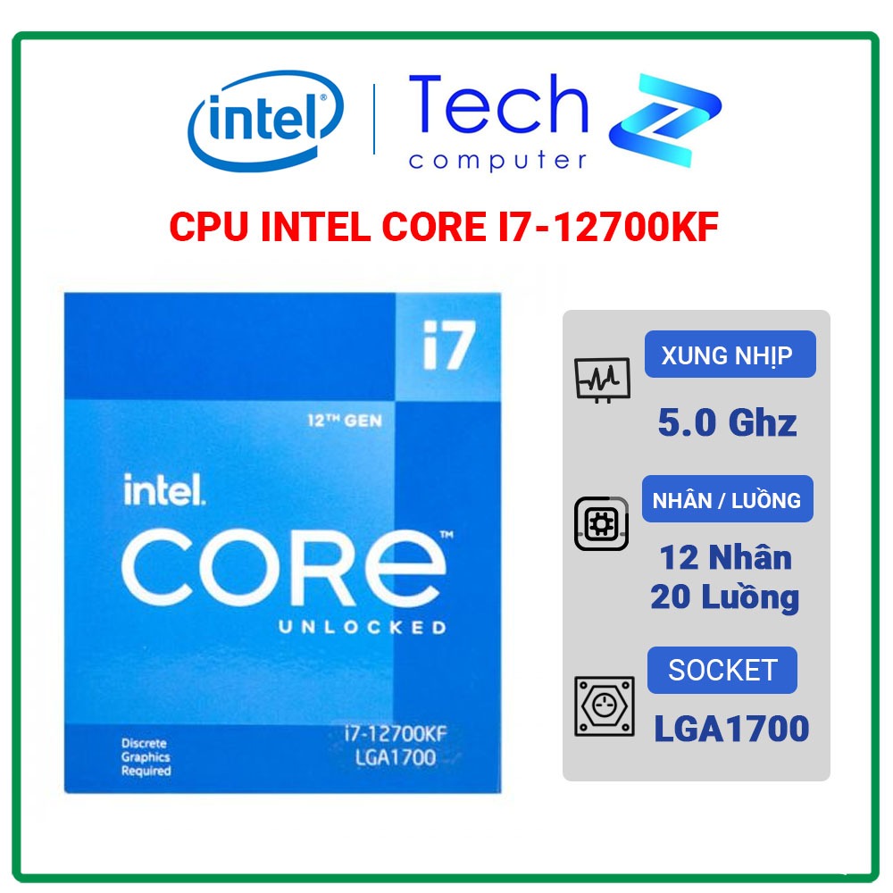 CPU Intel Core i7 12700KF Box New Bảo Hành 3 Năm | Shopee Việt Nam