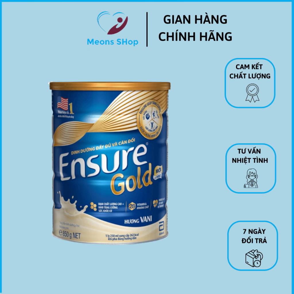 Sữa Bột Ensure Gold Abbott Hương Vani (HMB+YBG) 850g | Shopee Việt Nam