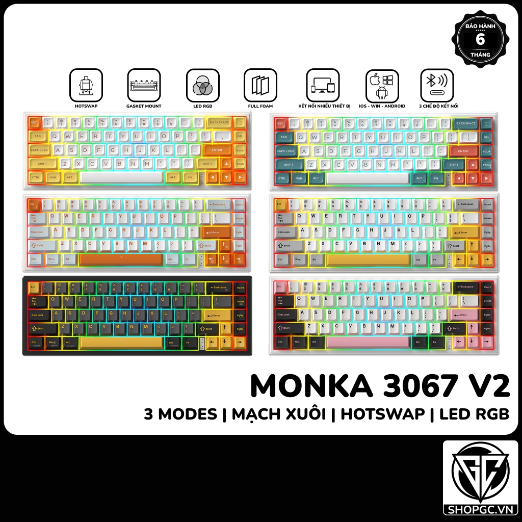 MONKA 3067 - Bàn phím cơ MONKA 3067 Không Dây | Gasket Mount- Fullfoam ...