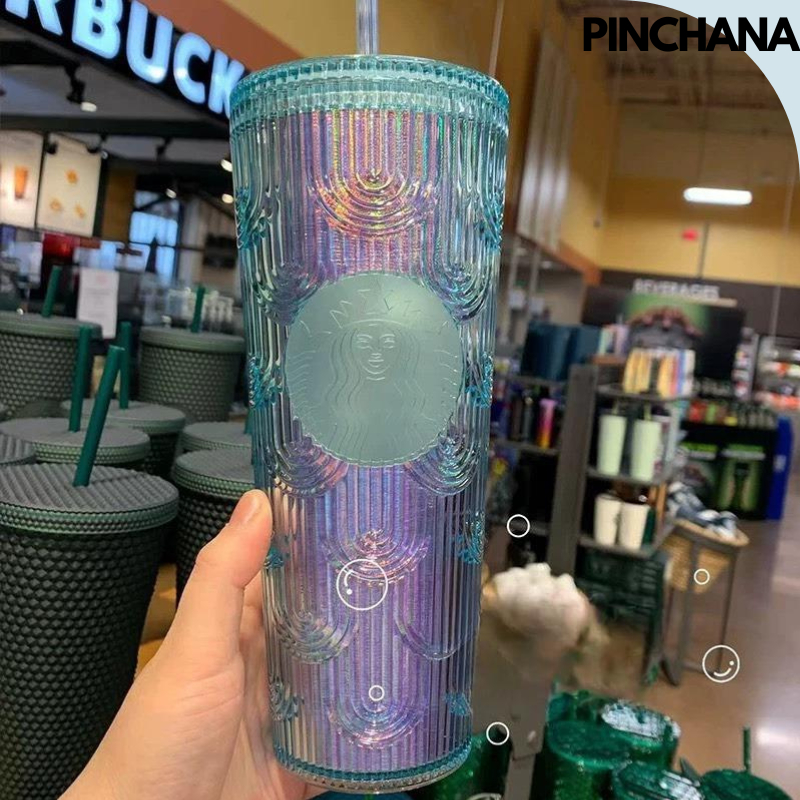 Ly giữ nhiệt Starbucks vỏ sò xanh 710ml, bình nước nhựa 2 lớp kèm ống hút Pinchana | Shopee Việt Nam
