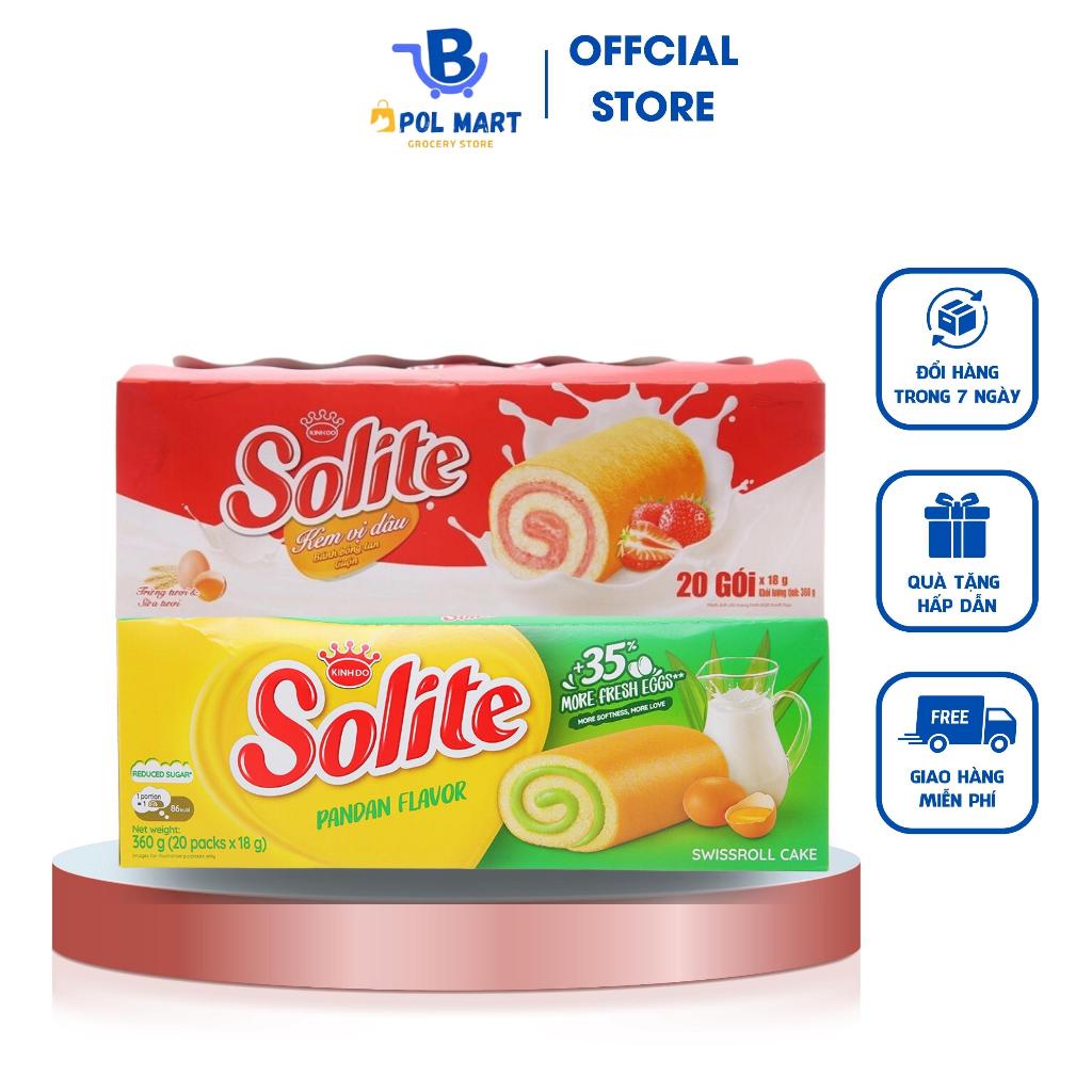 bánh Bông Lan Solite Cuộn Kem Lá Dứa Cuộn Kem Vị Dâu Hộp 360g(20 cái) | Shopee Việt Nam