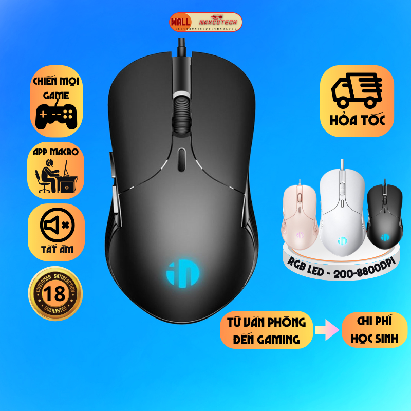 Chuột gaming có dây chơi game Maxcotech inphic PB1 APP tùy chỉnh macro ...