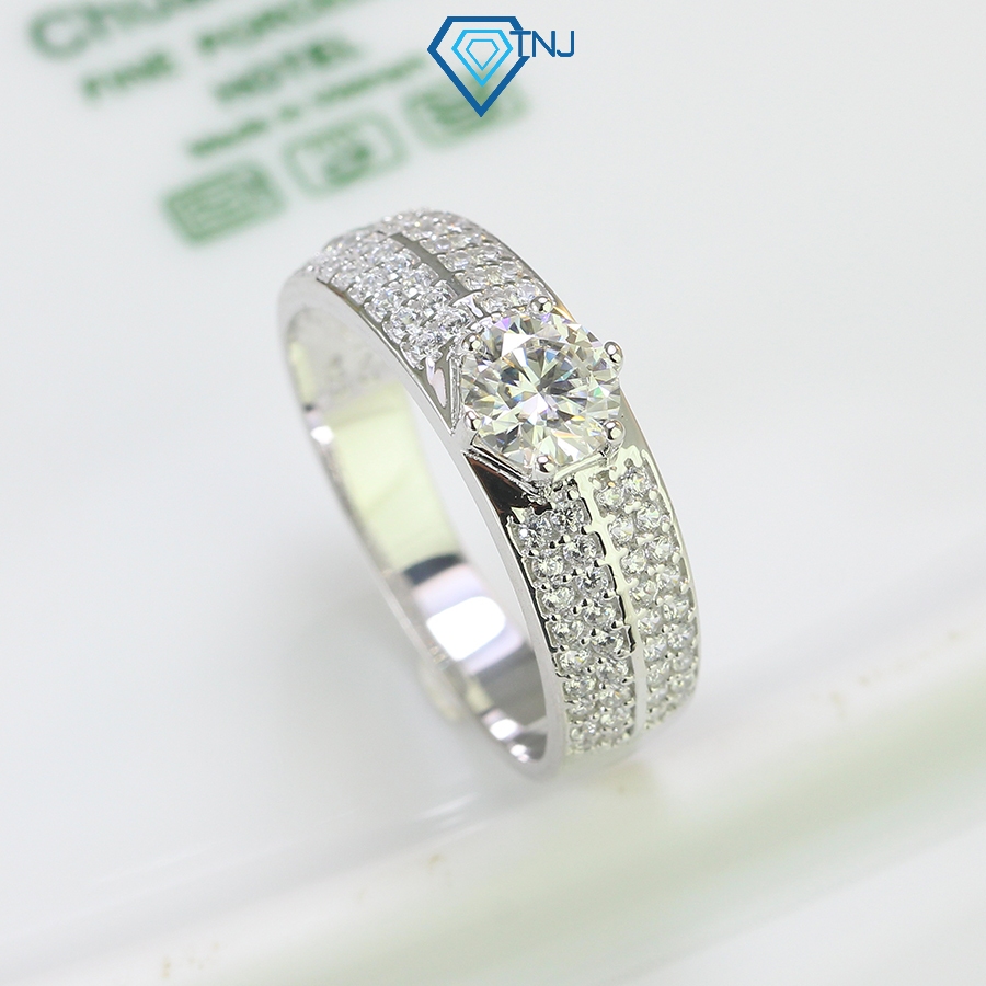 Nhẫn nam kim cương Moissanite 6ly kiểm định GRA, trụ đá 6 chấu xi bạch kim cao cấp NNAM0080 ...