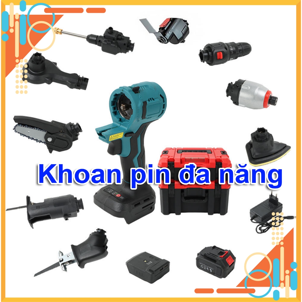 Máy khoan pin đa năng 21V không chổi than đa năng thay thế đầu nhiều đầu khoan đục bơm cắt mài ...