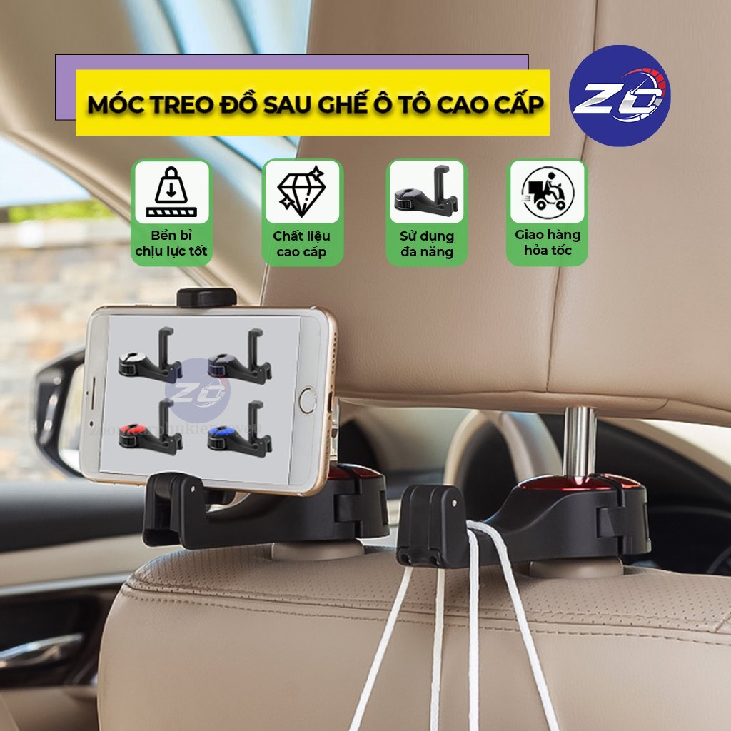 Móc treo đồ trên xe ô tô, chiếc móc kẹp giữ treo đồ sau ghế ô tô, móc ...