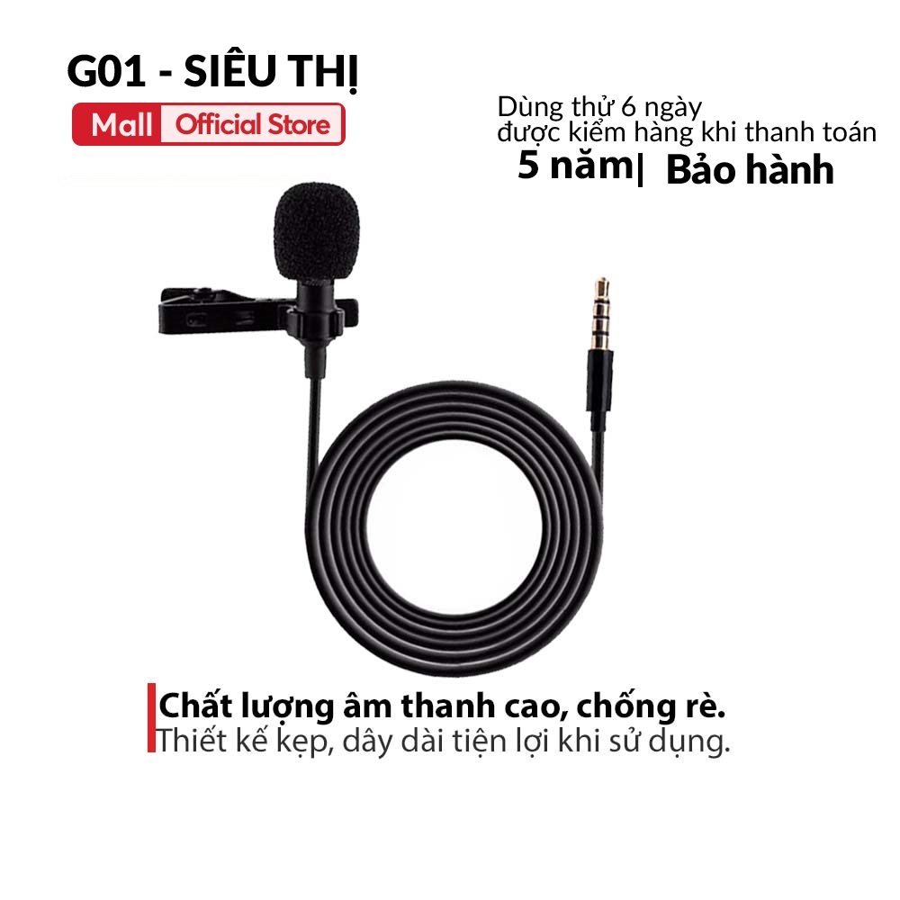 Mic Thu Âm cài áo mini cho Điện Thoại Giắc Cắm 3.5 mm G01 Microphone GL ...