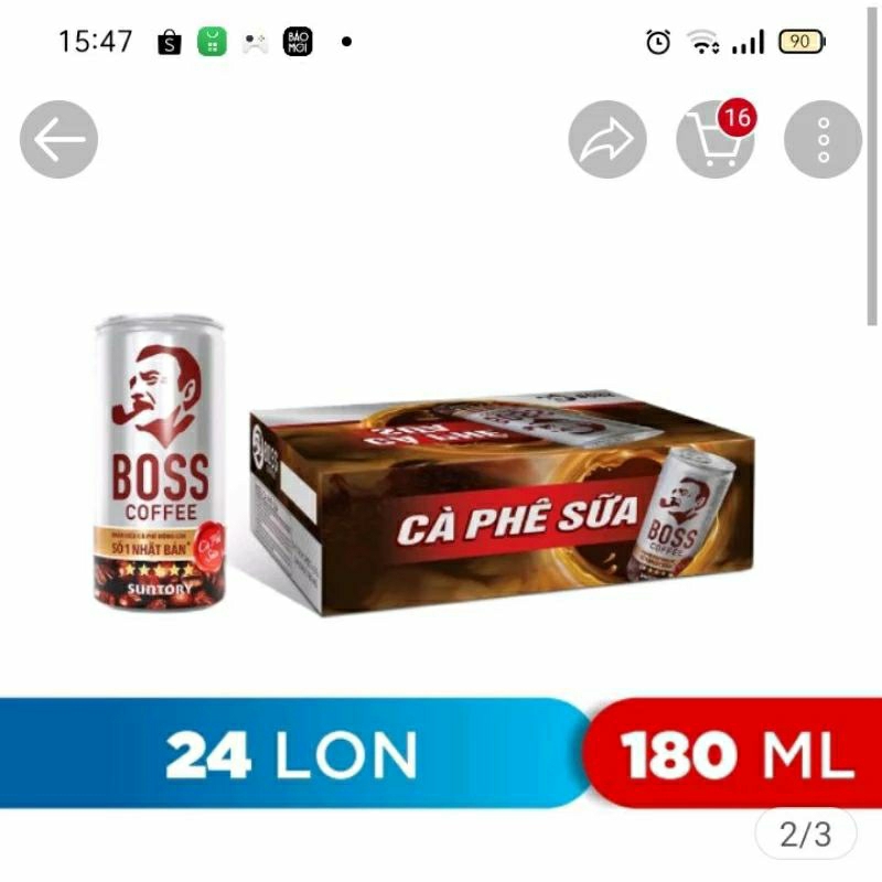 Thùng 24 lon cafe Boss Pepsi 180ml | Shopee Việt Nam