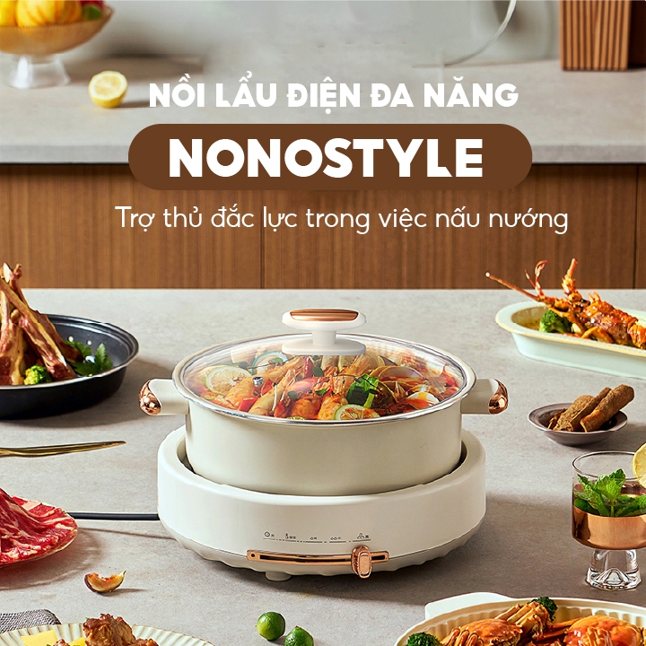 Nồi Lẩu Nướng Điện Đa Năng Nonostyle 5L, 1350W, Bảo Hành 12 Tháng ...