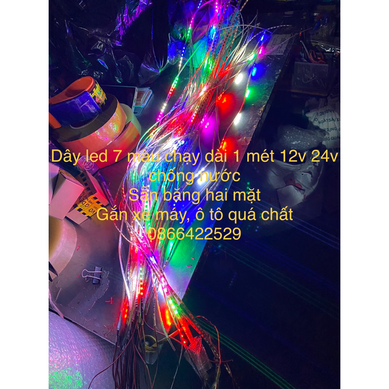 dây led chạy 7 màu dài 1 mét 12v 24v nháy chạy cực đẹp, bọc chống nước ...