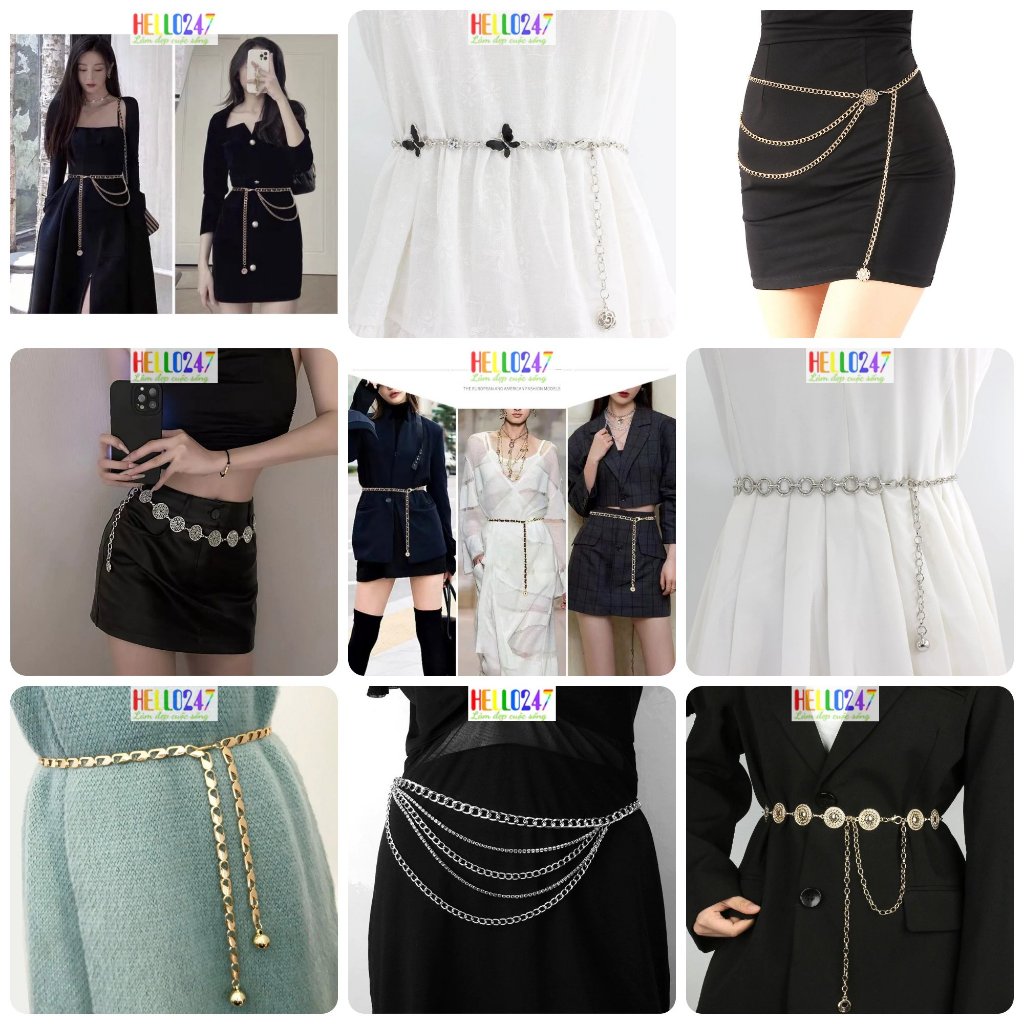 💥50 mẫu 💥 Thắt lưng xích kim loại HELLO247 Đai váy nịt eo váy đầm lấp ...