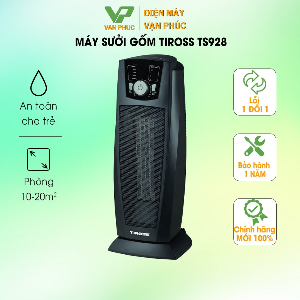 Quạt sưởi ceramic hai chiều Tiross TS928, TS927 không phát sáng, không khô da, tự ngắt khi đổ ...