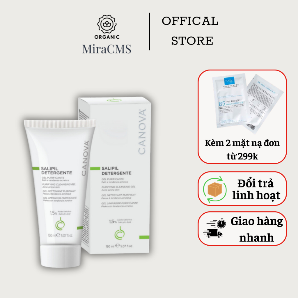 CANOVA SALIPIL DETERGENTE - PURIFYING CLEANSING GEL / Gel rửa mặt ngừa ...