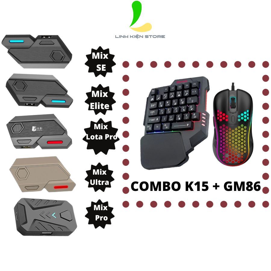 Combo bộ chuyển đổi Mix SE / Mix Elite / Mix Ultra / Mix Pro và bàn phím chuột K15/ K12X / K13 ...