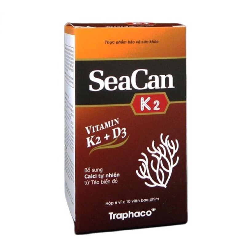 canxi seacan K2 hộp 6 vỉ x10 viên từ tảo biển đỏ Traphaco | Shopee Việt Nam