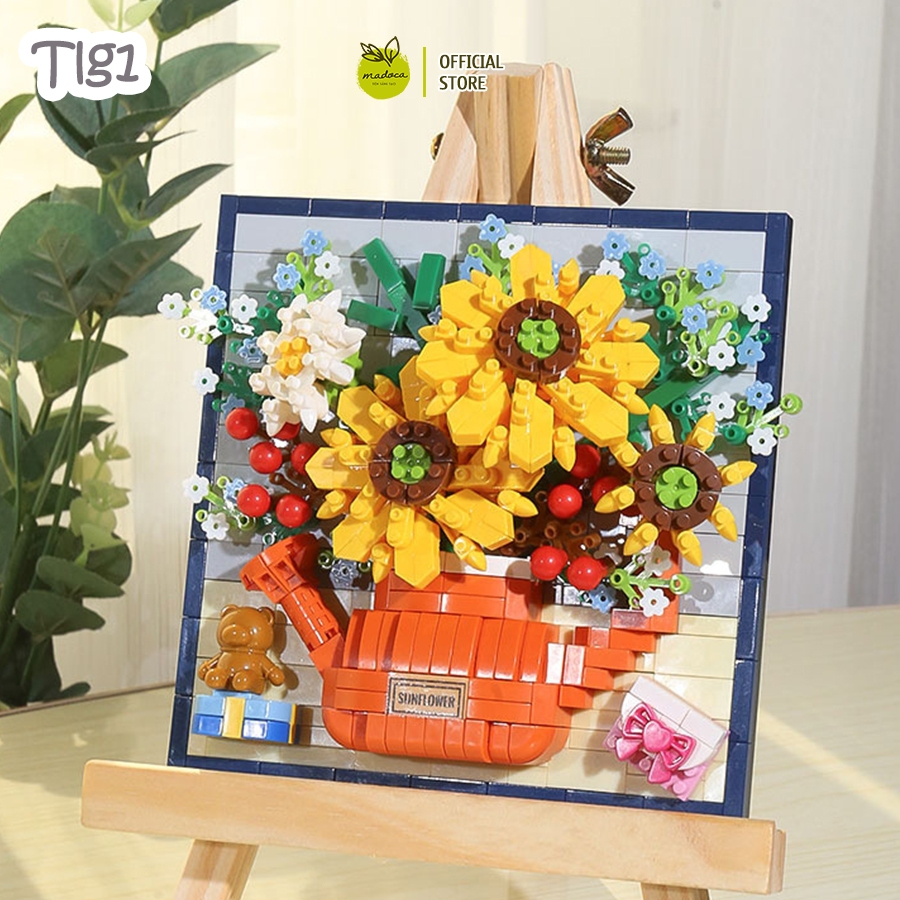 Mô hình tranh LEGO Madoca lắp ráp bức tranh hoa 3d, lắp ghép khung ảnh ...