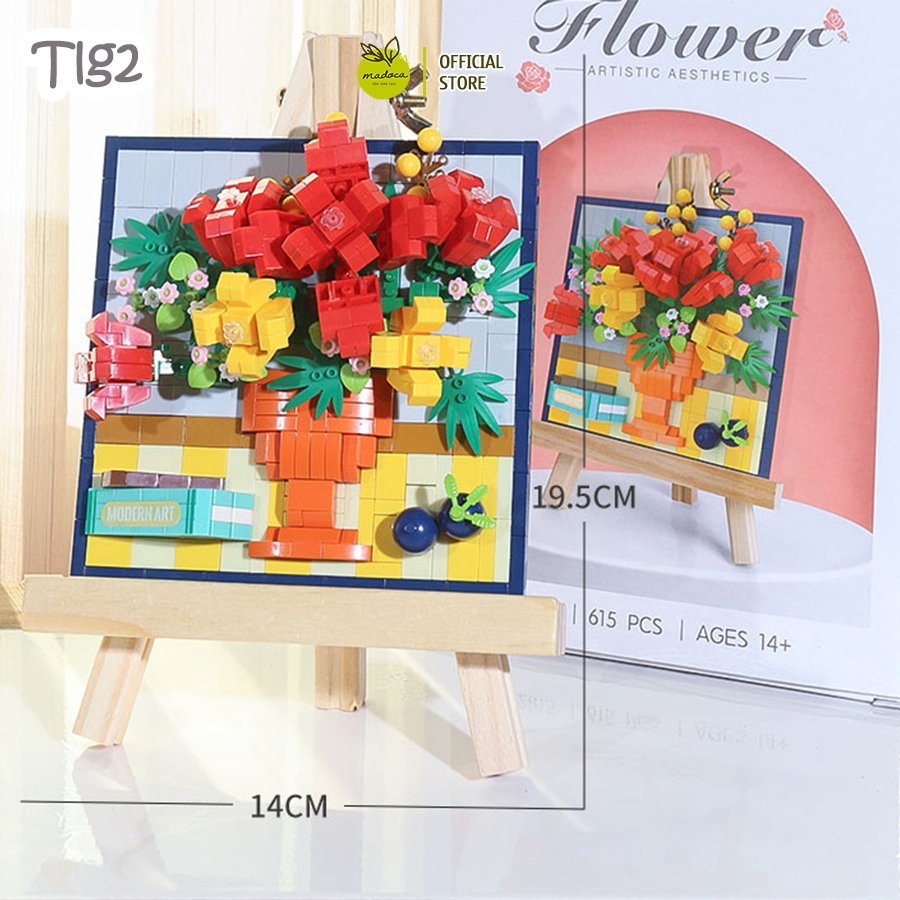 Mô hình tranh LEGO Madoca lắp ráp bức tranh hoa 3d, lắp ghép khung ảnh ...