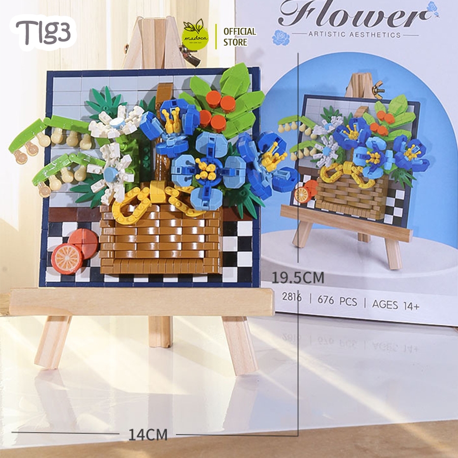 Mô hình tranh LEGO Madoca lắp ráp bức tranh hoa 3d, lắp ghép khung ảnh ...