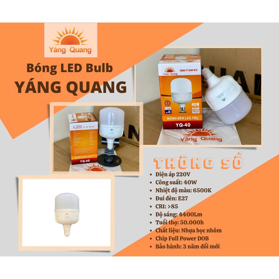 Bóng Đèn LED BULB Yáng Quang Trụ Nhựa Bọc Nhôm Chống Nước, Siêu Sáng ...