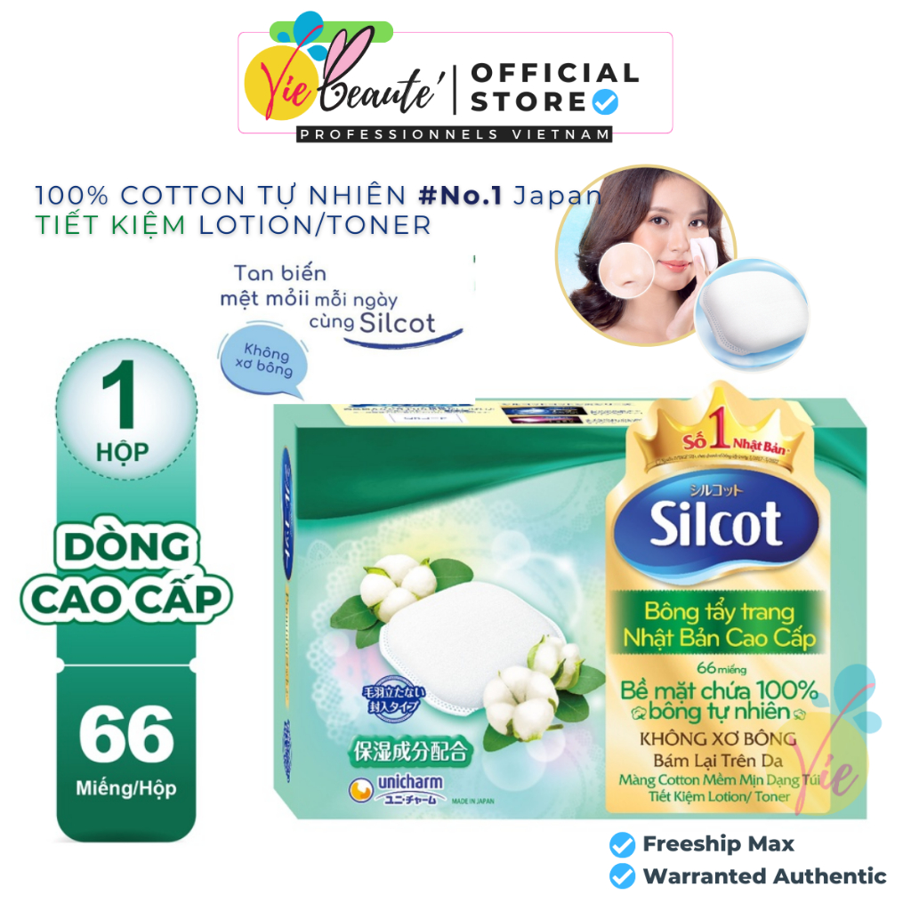 Bông tẩy trang Silcot XANH LÁ - Bông Trang Điểm Silcot Unicharm Cao Cấp 66 miếng | Shopee Việt Nam