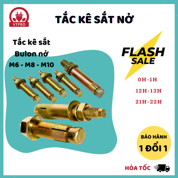 Tắc kê sắt vàng (bulon nở sắt) M6X60 M8x80 M10x60 | Shopee Việt Nam