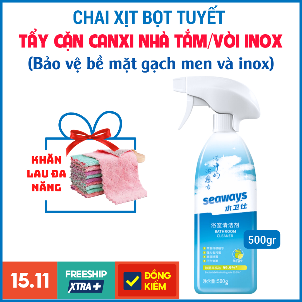 Chai Tẩy Cặn Canxi Nhà Tắm/Kính Seaways Hữu Cơ Không Ăn Mòn inox (Chai ...