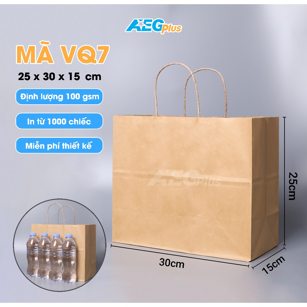 Túi giấy kraft có quai mã VQ7 dùng đựng quà tặng, thực phẩm, túi giấy ...