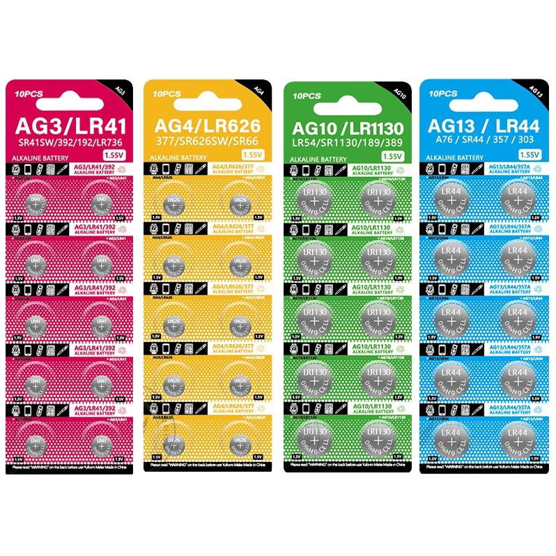 [4 Mẫu Tùy Chọn] VĨ 10 VIÊN Pin Cúc Áo AG3 / AG4 / AG10 / AG13 Chuyên Dùng Trong Các Thiết Bị ...