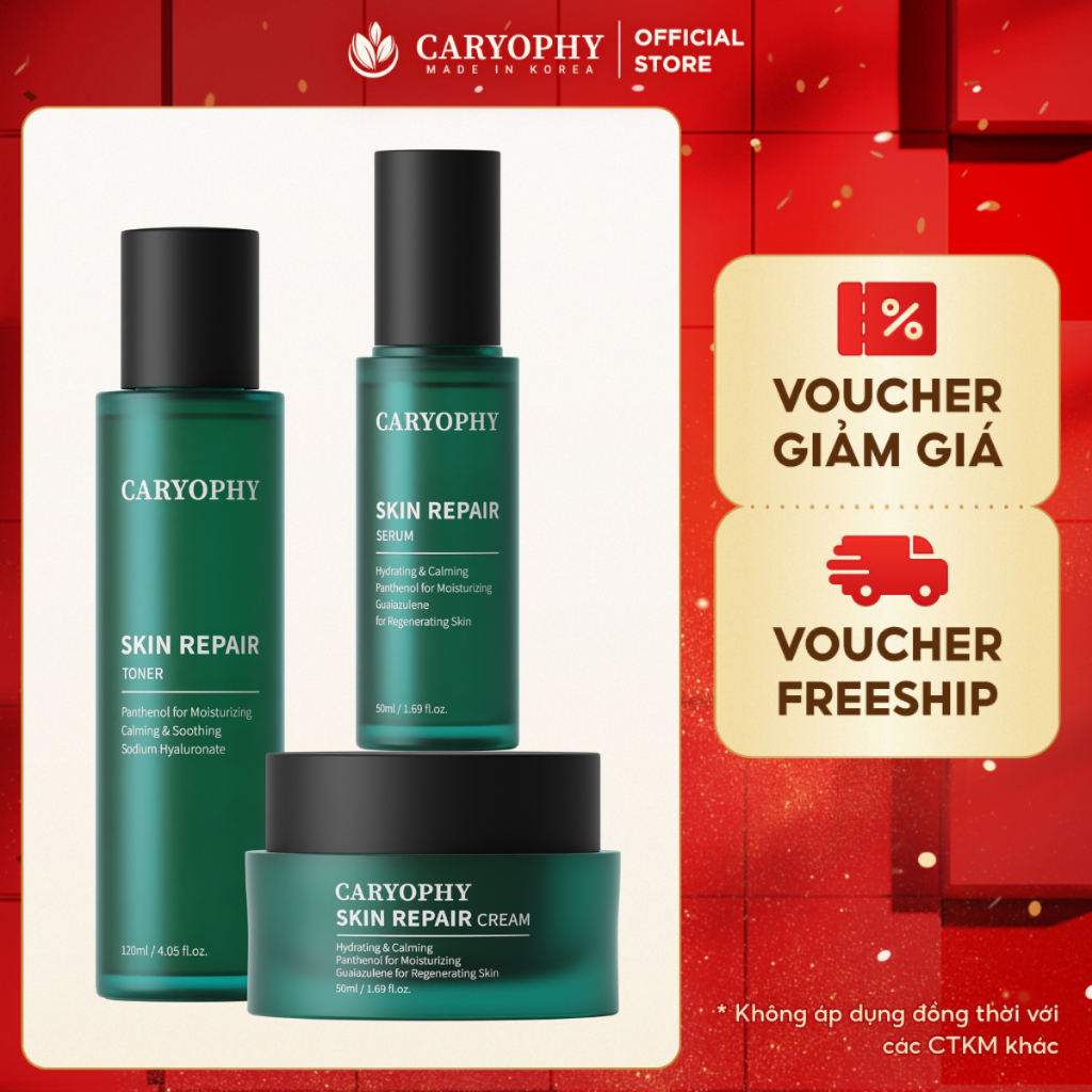 Trọn bộ 3 bước Caryophy Skin Repair dưỡng ẩm phục hồi da (Toner - Serum ...