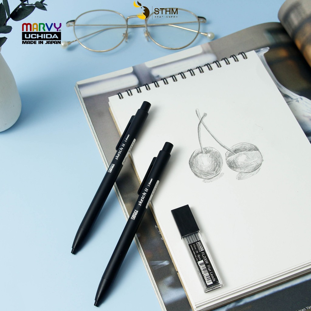 [Chính hãng Marvy] Bút Chì Bấm Marvy Uchida FL200 Ngòi dẹp 2mm-Ngòi mềm ...