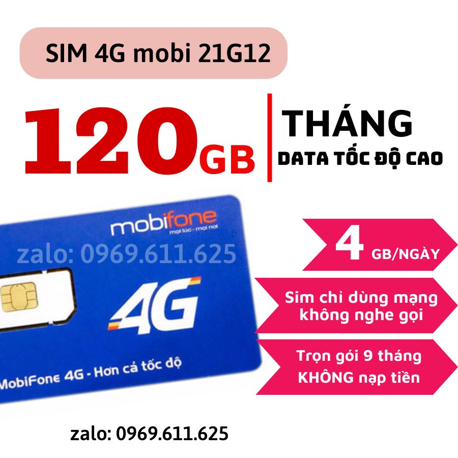 [ SIM KHÔNG GIỚI HẠN DUNG LƯỢNG] SIM 4G MOBIFONE 21G12 TẶNG FREE DATA 9 ...