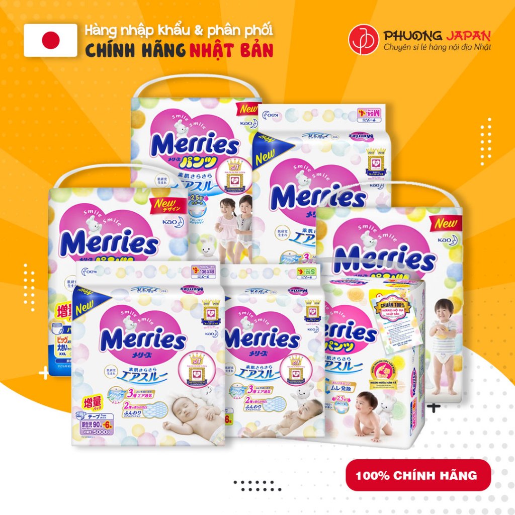 (Cộng Miếng- Bản mới) Tã Bỉm Merries Quần Nội Địa Nhật S M L XL XXL ...