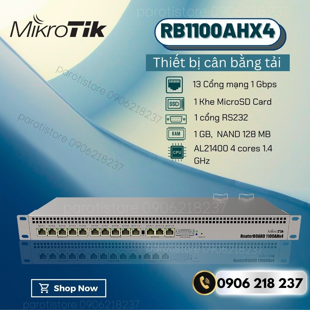 Router cân bằng tải Mikrotik RB1100AHx4 13x Gigabit Ethernet ports Rack ...