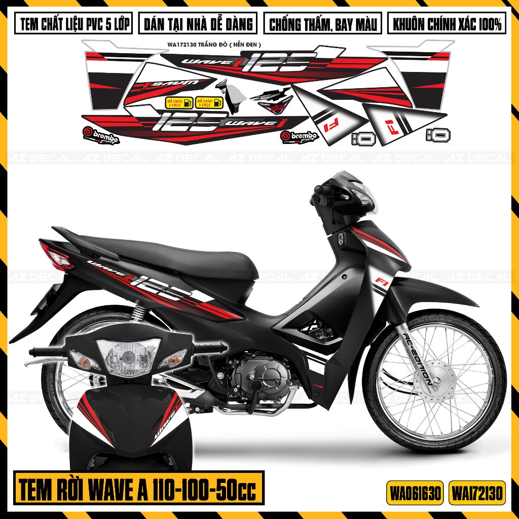 Tem Wave S110 cc S100 cc Mẫu 125i | WA30 | Team Decal Hình Dán Wave A ...
