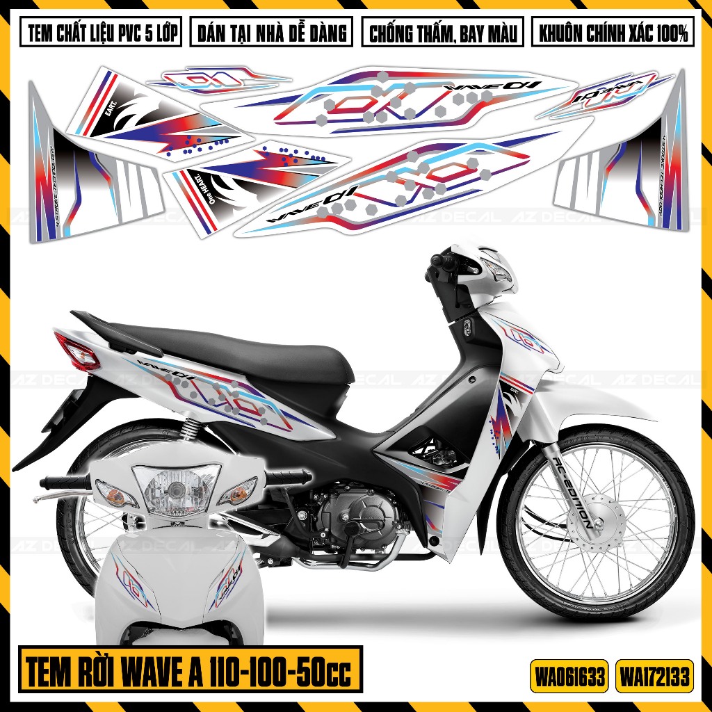 Tem Wave S110 cc S100 cc Thiết Kế Cực Chất | WA33 | Team Decal Hình Dán ...
