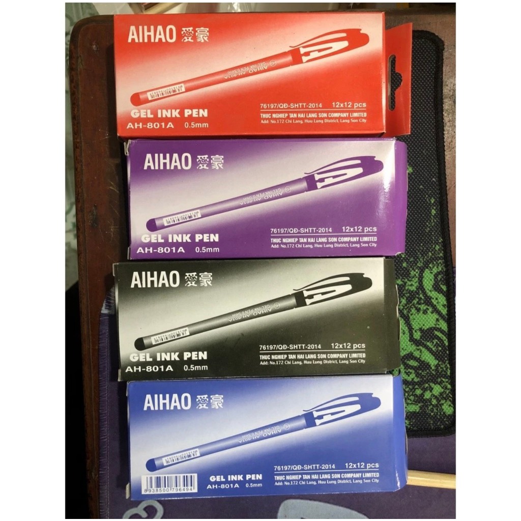 Hộp 12 Chiếc Bút Bi Nước Chữ A AIHAO Nét 0.5mm - MS AH-801A | Shopee ...