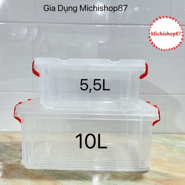 HỘP NHỰA TRONG SUỐT ĐỰNG THỰC PHẨM CỠ LỚN 5,5L- 10L có khoá gài nắp to chắc chắn nhựa PP Cao cấp ...