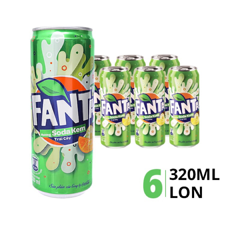 Combo 6 lon Fanta soda kem vị trái cây 320ml | Shopee Việt Nam