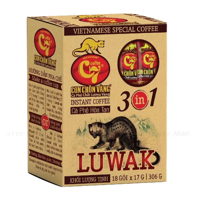 Cà Phê Hòa Tan 3In1 Luwak /Cà Phê Hòa Tan Sữa Đá 3In1/ Dừa Luwak C7 Con ...