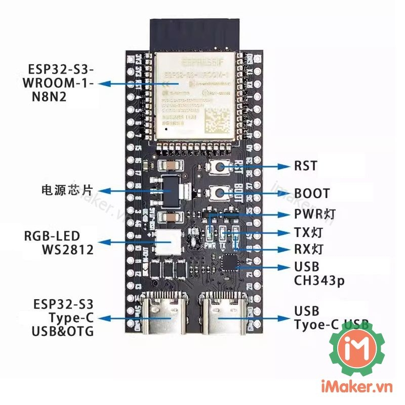 ESP32 S3 WROOM-1-N16R8 ESP32-S3-Dev Kit Type C-1 | Shopee Việt Nam