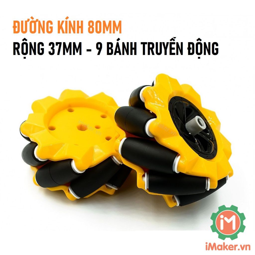 Cặp Bánh Xe Mecanum Màu Đen Viền Vàng Đường Kính 80mm | Shopee Việt Nam